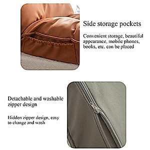 RIYIFER Single Sofa Bed Chair, 5 Positions Adjustable Floor Sofa Water Proof High Back Floor Chair Folding Lazy Sofa for Bedroom Living Room Party Use,Beige