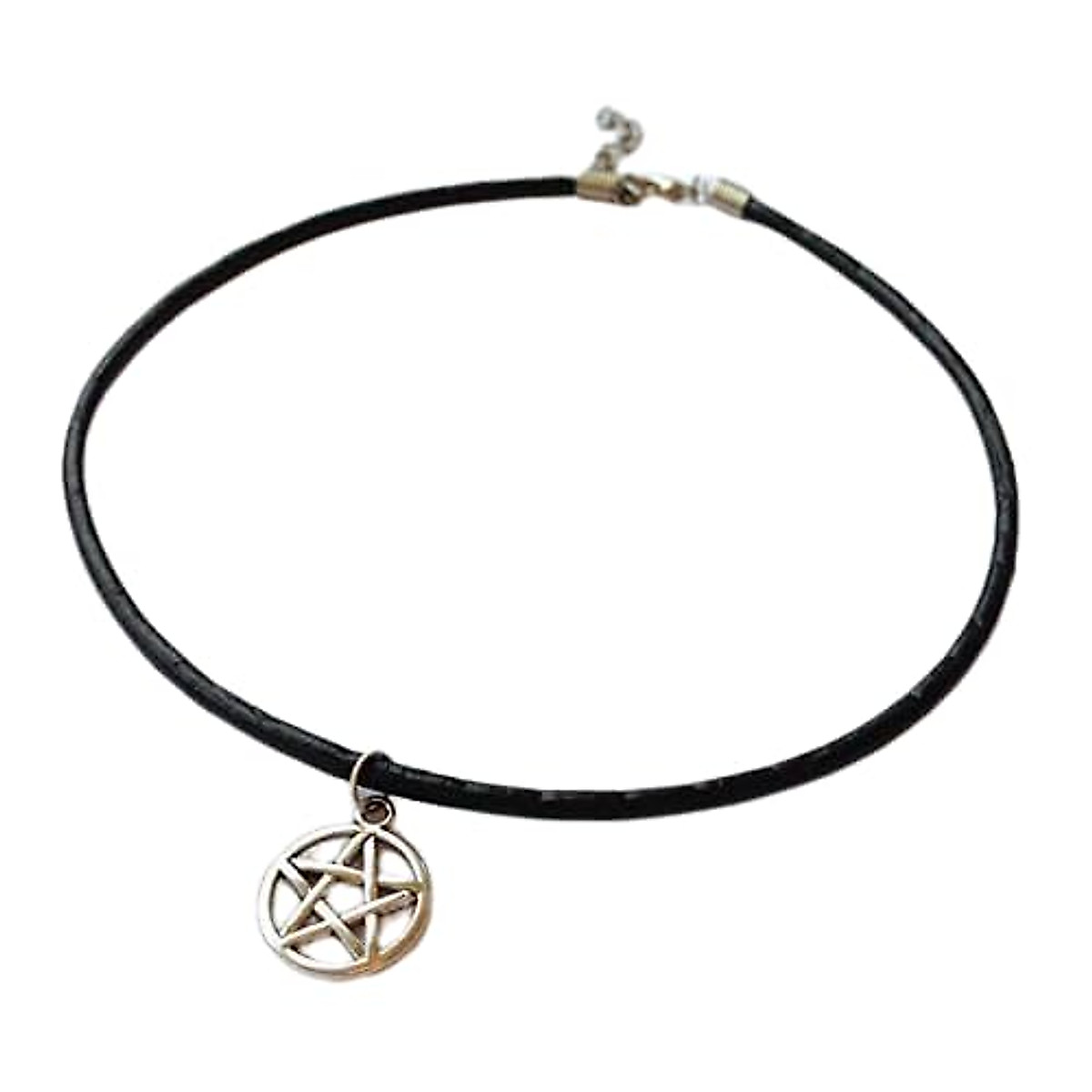 Silver Pentagram Goddess Pagan Wiccan Witch Necklace Choker Charm Choker Necklace