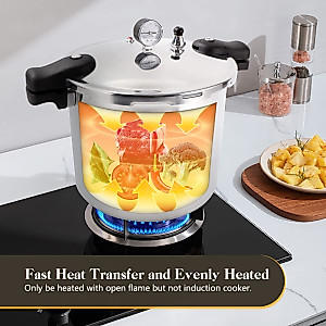 BreeRainz 23 Quart Pressure Cooker,11.2 psi Aluminum Pressure Canner for Canning w/Pressure Gauge for Home and Restaurant Steaming and Stewing(Silver)