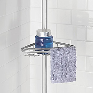 iDesign Steel 4-Shelf Extendable Tension Shower Caddy, The York Collection - 8" x 11" x 108", Silver