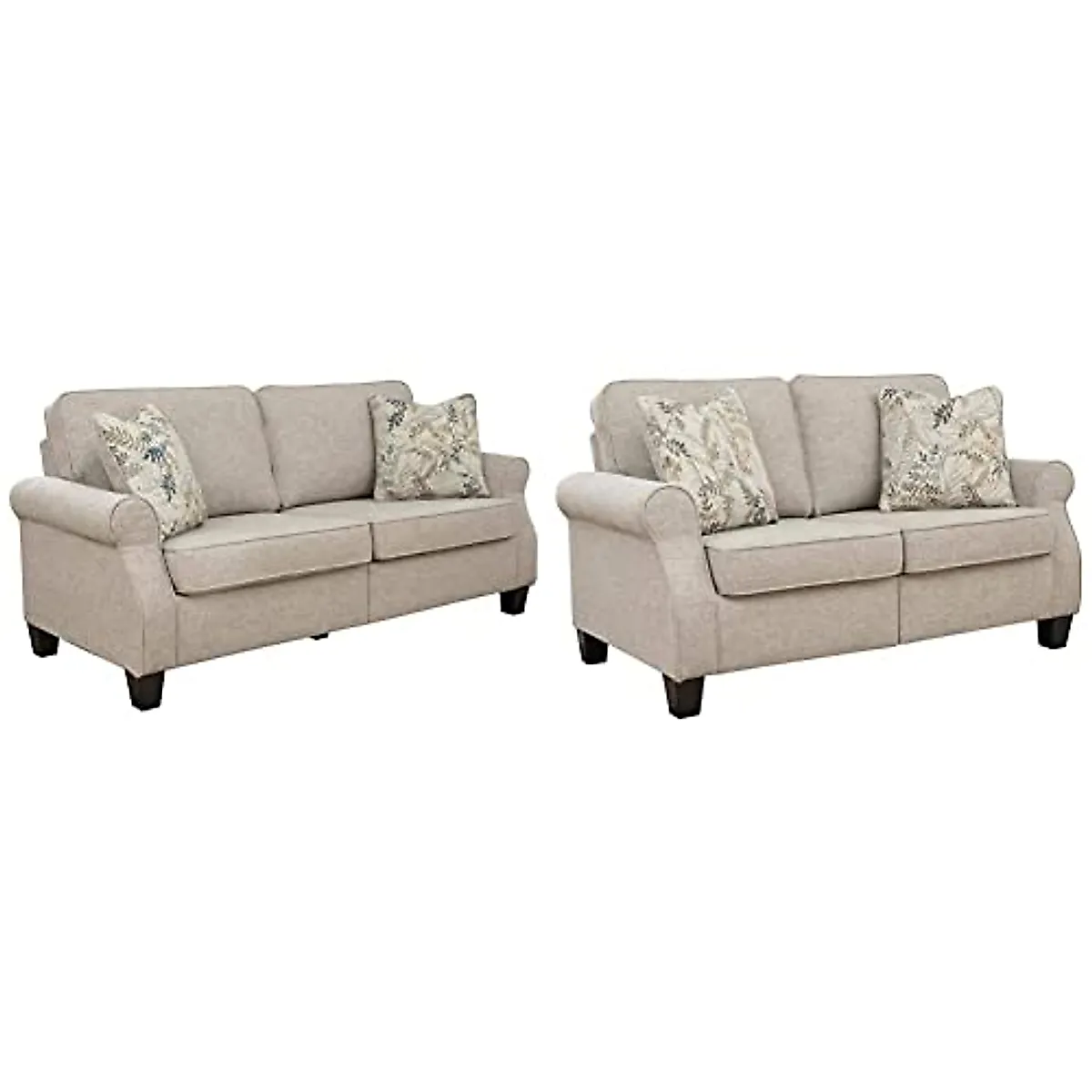 Signature Design by Ashley Alessio Modern Sofa and Loveseat with Throw Pillows, Beige