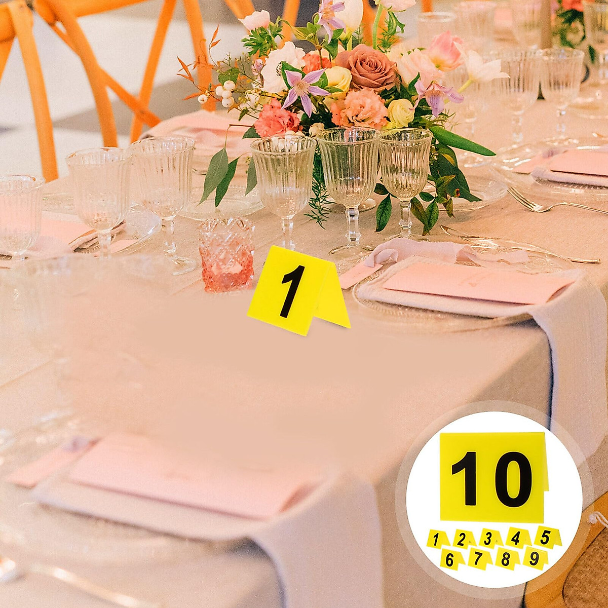 10pcs Plastic Table Triangle Table Number Signs V-Shaped Restaurant Table Sign for Restaurant Wedding Conference