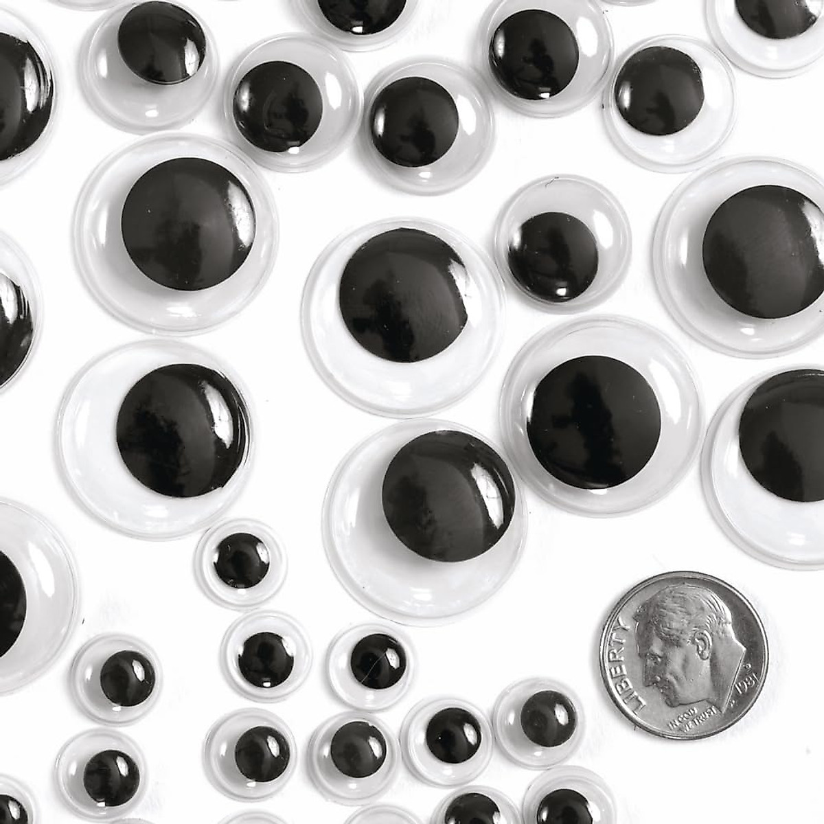 Colorations 100BA Self-Adhesive Wiggly Eyes, Black (Pack of 100)