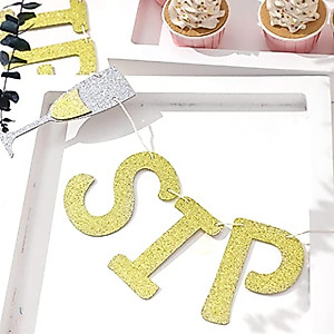 YESSWL Sip Sip Hooray Banner - Gold Glitter Bachelorette Wedding Engagement Birthday Party Decorations，bridal Shower Decoration，photo Booth Props