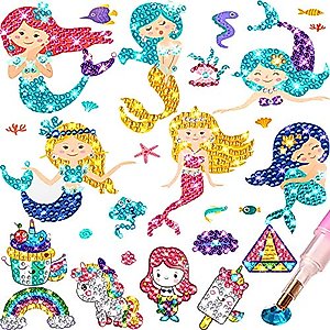 Zonon Gem Diamond Painting Kit for Kids, 26 Pieces Diamond Painting Stickers with DIY Painting Tools to Create Your Own Magical Stickers Cute Art and Crafts for Girls Boys