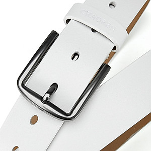 CHAOREN Golf White Belt Men Leather - Mens Belts Casual for Jeans 1 3/8" - Perfect Belt for Daily Use