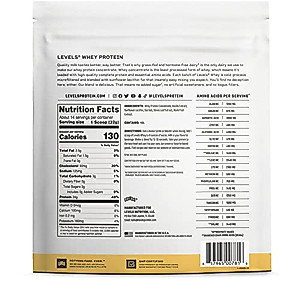 Levels Grass Fed 100% Whey Protein, No Hormones, Vanilla Bean, 1LB