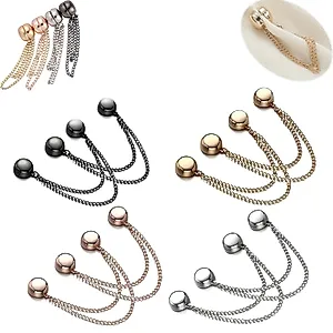 Multi-Function Magnetic Clothing Clips, 4 Pack Strongest Magnetic Strength Buttons Clips, Magnetic Shirt Accessories, Hijab Magnets with Chain, Shawl Clips for Women Magnetic Clothing Accessories