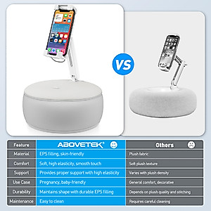 AboveTEK Tablet Pillow Stand Holder for Bed, Hands Free 360° Swivel Phone/iPad/Kindle Pillow Stand for Lap Reading in Bed Laying Down w/Soft Bean Bag, Fits 4.7" to 12.9" Tablets/Phones/Kindle (Grey)