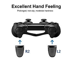 L2 R2 Controller Extenders, Soft Buttons Extenders for PS4 Controller, 4 Accessories(Black)