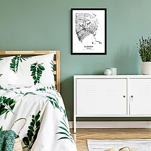 Eleville 18X24 Unframed Hampton Virginia City View Abstract Road Modern Map Art Print Poster Wall Office Home Decor Minimalist Line Art Hometown Housewarming wgn630