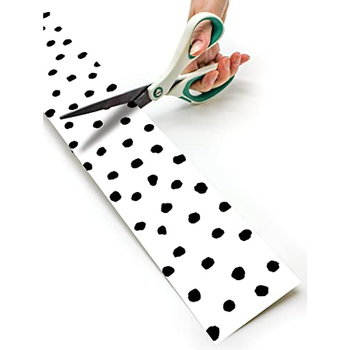 Teacher Created Resources Black Painted Dots on White Straight Rolled Border Trim (TCR8910)