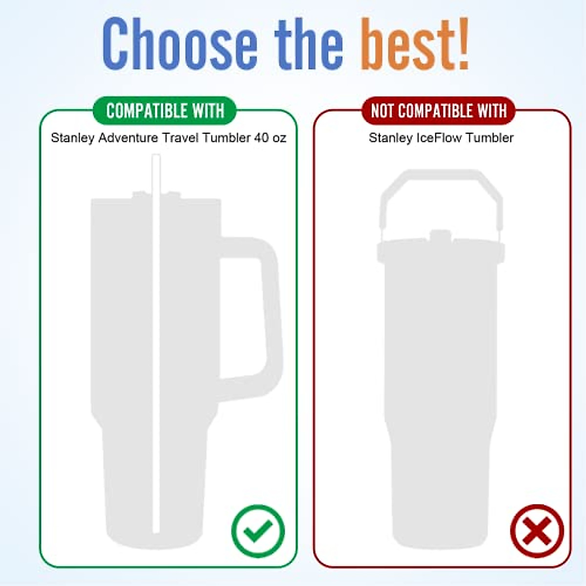 6pcs Straw Replacement 40 oz for Stanley Adventure Quencher 40oz Tumbler, Reusable Plastic Straw for Stanley Cup 40 oz Stanley Tumbler Accessories