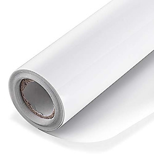 PU HTV 12" x 10' Heat Transfer Vinyl Rolls, Iron on Heat Press Easy to Cut & Weed for DIY Design T-Shirt(White）