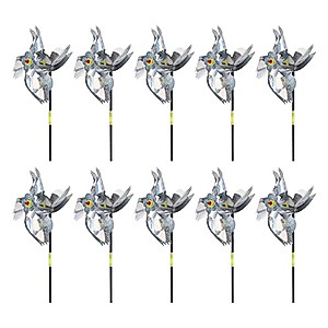 Cabilock 10pcs Bird Repellent Reflective Pinwheels Colorful Garden Wind Spinners Windmills Sparkly Holographic Pin Wheel Spinners Outdoor Decoration for Yard Lawn Patio Balcony