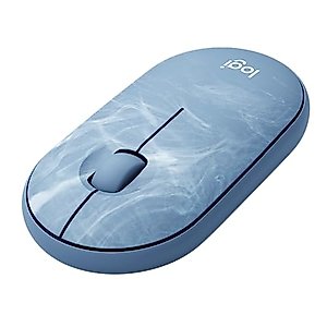 Logitech Pebble Wireless Mouse with Bluetooth or 2.4 GHz Receiver - Blue Marble