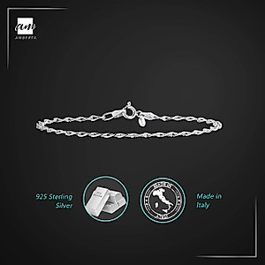 Amberta Women's 925 Sterling Silver Link Chain Bracelet for Charms (Adjustable): Silver
