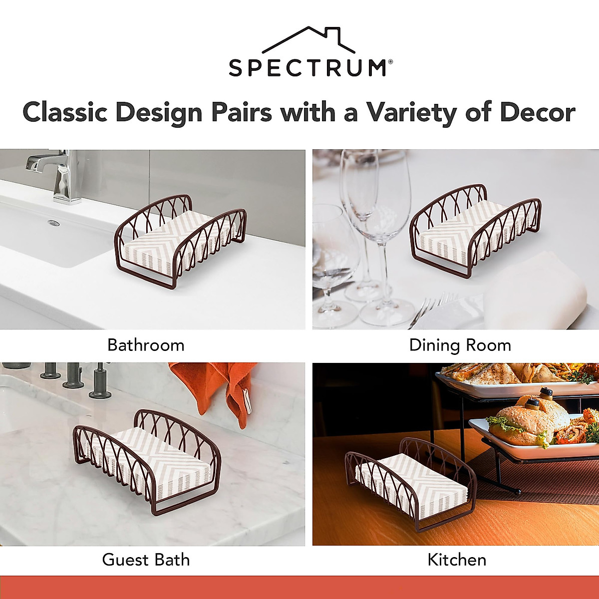 Spectrum Diversified Twist Guest Holder Holds Paper Hand, Modern Décor, Fits Rectangular Disposable Towels for Bathrooms, Small, Satin Nickel