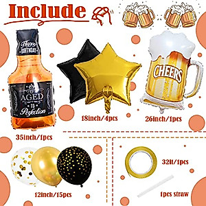 CYMYLAR Whiskey Bottle Beer Mug Super Shape Mylar Foil Balloon for Bar Summer Party Beer Festival Birthday Party Decorations