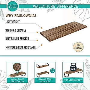 Wallniture Braga Floating Shelves for Wall Decor, Bookshelf Living Room Decor, Bathroom Organizer & Wall Shelves, Kitchen Organization, Burnt Finish Set of 4