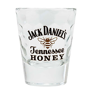 Jack Daniel's Shot Glass Bee Logo Whiskey Glass Honeycomb Faceted Glass Barware Collection Made in Italy