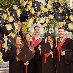 iLaFm 150pcs Black Gold Balloons Garland Arch Kit with Star Balloons for Graduation Class of 2024 Prom Birthday Retirement New Years Eve Wedding Anniversary Baby Shower Party Decorations