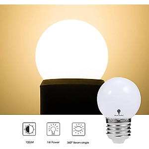 8 Pack G14 1W LED Light Bulb - 5000K Cool White 10 Watt Light Bulb Equivalent E26 Base - Small LED Night Light Bulb for Bedroom, Ceiling Fan, Table Lamp, Kitchen, Pendant Fixtures Low Watt Light Bulbs