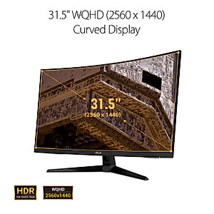 ASUS TUF Gaming VG32VQ1B 31.5” Curved Monitor, WQHD (2560 x 1440), 165Hz (Supports 144Hz), 1ms, FreeSync Premium/Adaptive-sync, Extreme Low Motion Blur, HDR10, HDMI DisplayPort (Renewed)