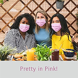 BH Supplies 2400 PCs Bulk Face Mask (48 Packs, 50pcs/Pack), Non Woven Thick 3-Layers Breathable Facial Masks with Adjustable Earloop, Mouth and Nose Cover -Pink