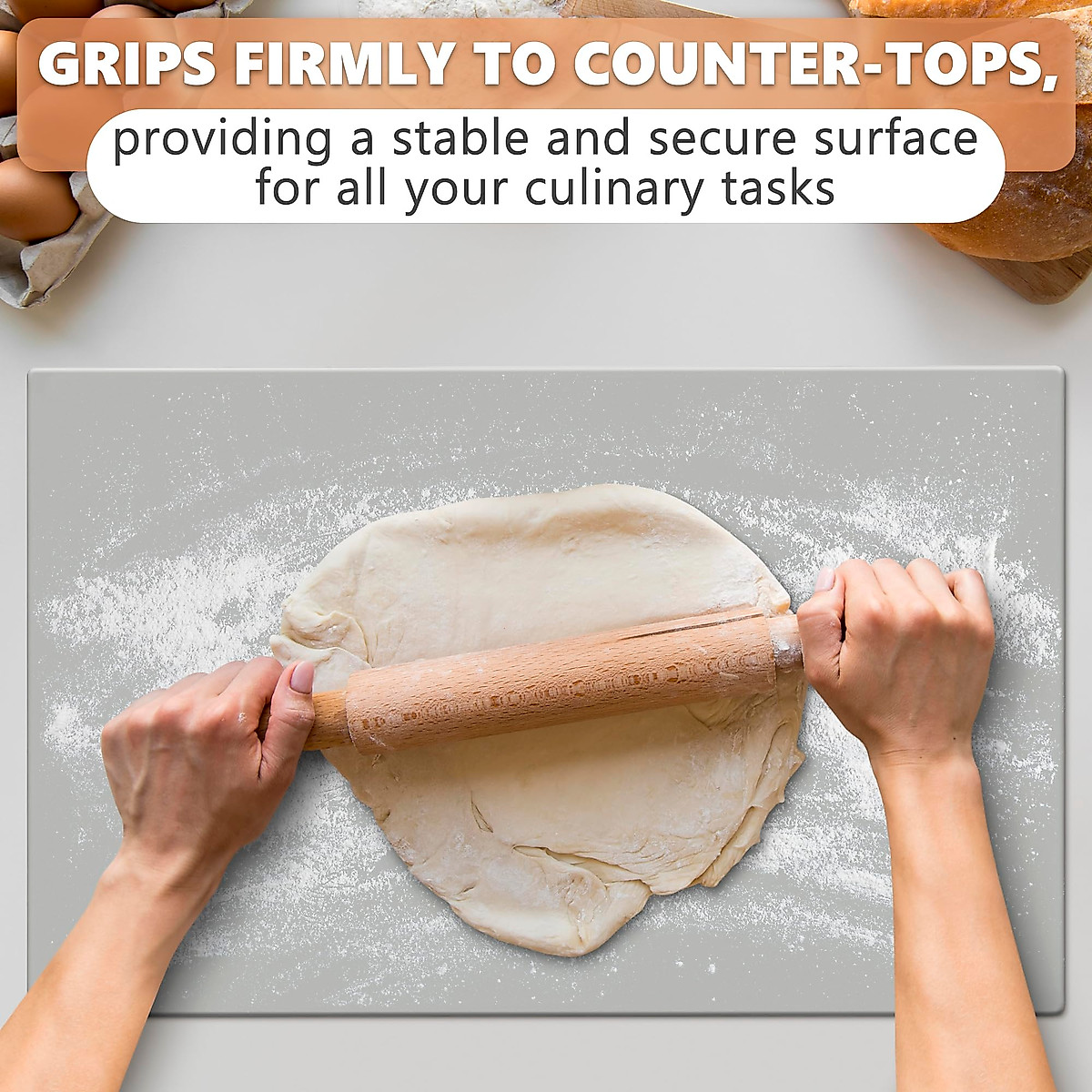 Baking Extra Large Silicone Mat - Grey Silicone Mats for Baking Cookie Baking Sheet Silicone Mat Kitchen Countertop Protector - Non Stick Baking Mat Kitchen Table Silicon Baking Mat Pastry Mat