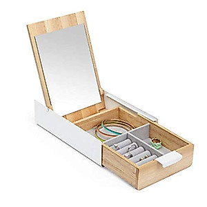 BBSJ Trinket Storage Box with Slide Top Design Team Jewel Case Cabinet Armoire Ring Necklacel Gift Storage Box Organizer