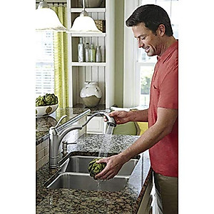 Moen 87045MSRS Walden Single-Handle Pull-Out Kitchen Faucet Featuring Protection Stainlessâ€¦, Spot Resist Stainless Microban