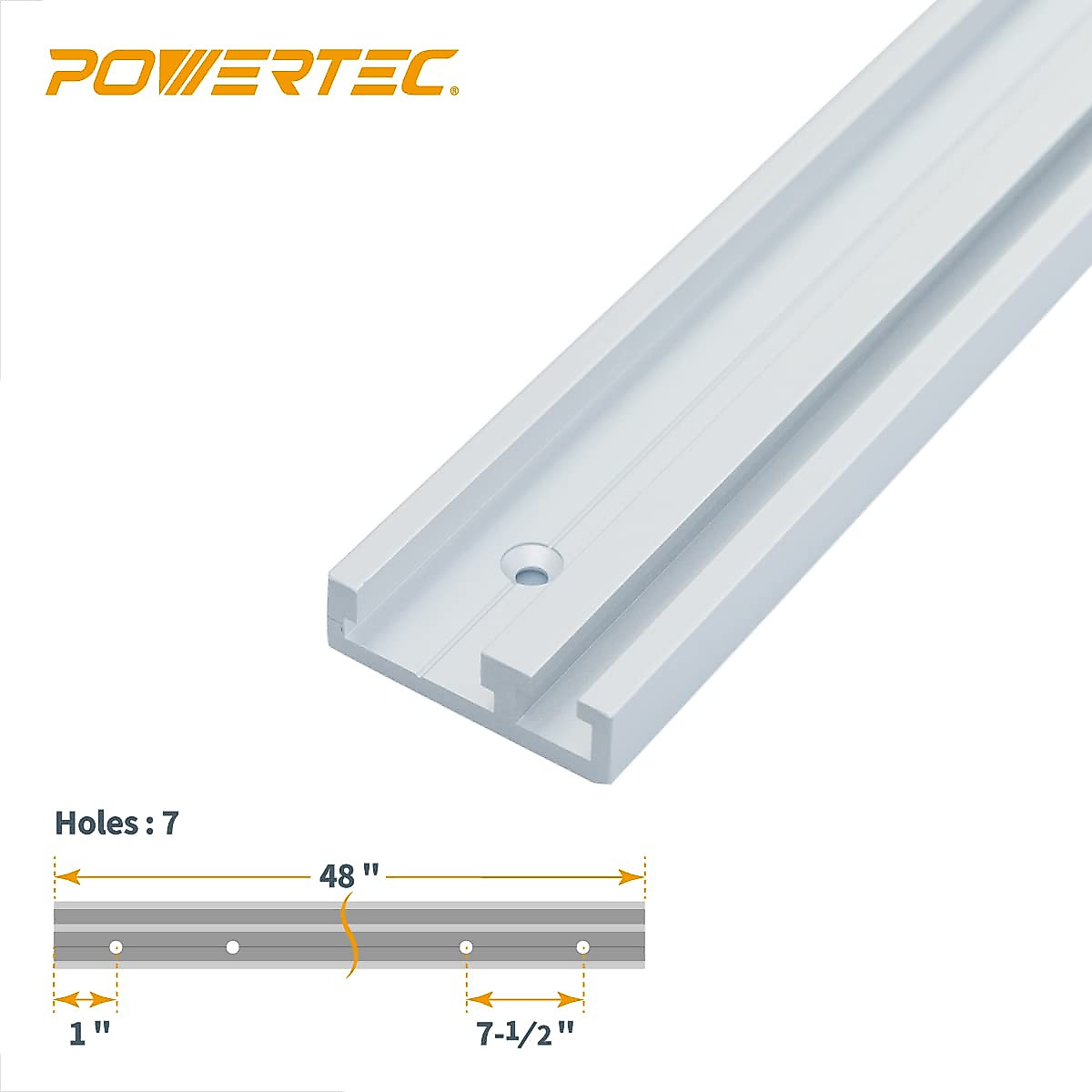 POWERTEC 71365 Combo T-Track and Miter T-Track, 48"