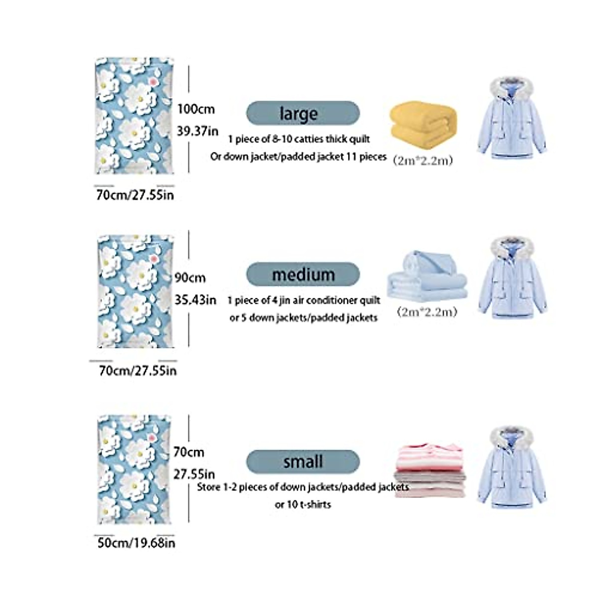 COKUERA Space Saver Bags for Clothes Compression Storage Bags with Hand Pump/Electric Pump Vacuum Compression Bag Perfect for Travel/Home Storage Reusable Vacuum Bags for Travel