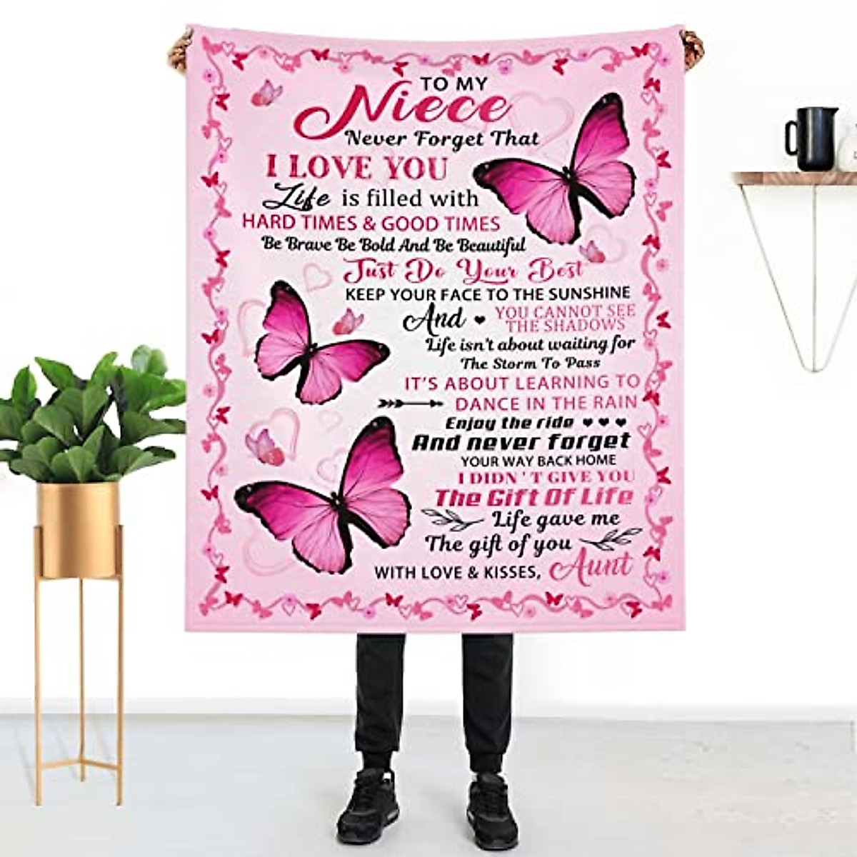 KOLVIIV Niece Gifts from Auntie Blanket to My Niece Throw Blanket Birthday Graduation Gifts for Niece from Aunt Blankets for Bed Couch 50 x 60 Inch