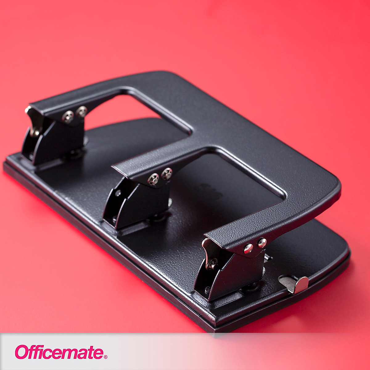 Officemate Medium Duty 3 Hole Punch with Ergonomic Handle, 30 Sheet Capacity, Black (90088)