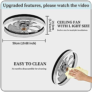 Fszdorj 2023 Upgraded Ceiling Fan F093 Black Ceiling Fans with Lights App & Remote Control, Timing & 3 Led Color Led Ceiling Fan, 6 Wind Speeds Modern Ceiling Fan for Bedroom, Living Room, Small Room