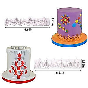 Mity rain Cake Fondant Embossing Mold-Flame/Wave/Grass/Icicles Plastic Mini Cookies Cutter for Sugarcraft Fondant Baking Mold Cake Decor Tool Cupcake Decorating (4 Pcs)