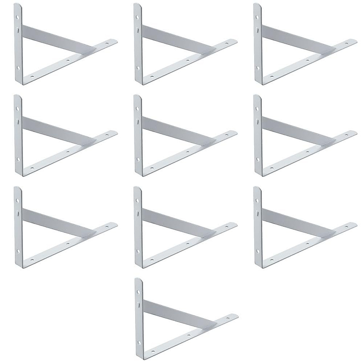 Urjumpea 10 Pack Shelf Brackets 5 inches x 8 inches Heavy Duty Metal Shelf Supports 90 Degree Triangle Wall Mount Angle L Bracket Floating Shelf Brackets with Screws