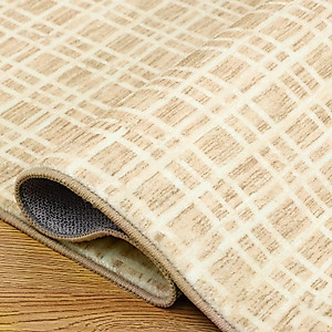 COZYLOOM Area Rug 2x6 Modern Runner Rug Abstract Entryway Runners Indoor Low Pile Lines Printed Hallway Runners Aesthetic Minimalist Bedroom Bedside Runner Rug Non-Slip Laundry Kitchen Runner Yellow