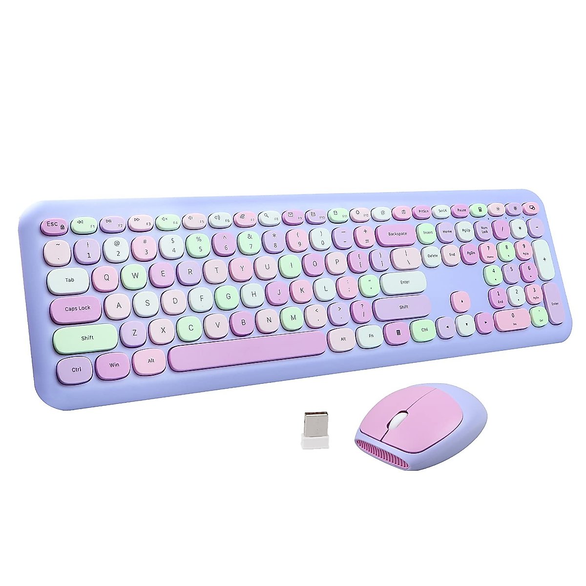 Dedeo Wireless Keyboard and Mouse Combo,USB Purple 110 Keys Compact Full Size Colorful Keyboard and Mouse Set, 2.4Ghz Noise-reducing Ultra-Quiet Keys, Ultra-Thin，for Windows, PC, Laptop, Desktop