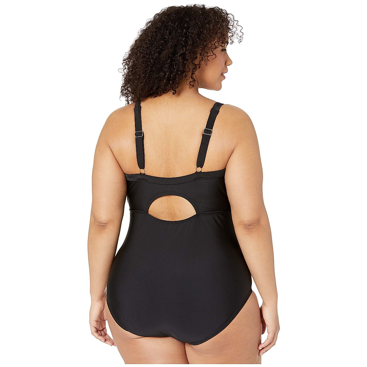 Speedo Plus Size Plunge V-Neck One-Piece Speedo Black 22