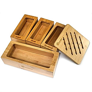 Mainstream Source® Bamboo Zip Bag Organizer Set – Baggie Organizer Set for Snacks and Sandwiches, Holds Quart & Gallon Ziplock Bags, Includes Bamboo Trivet