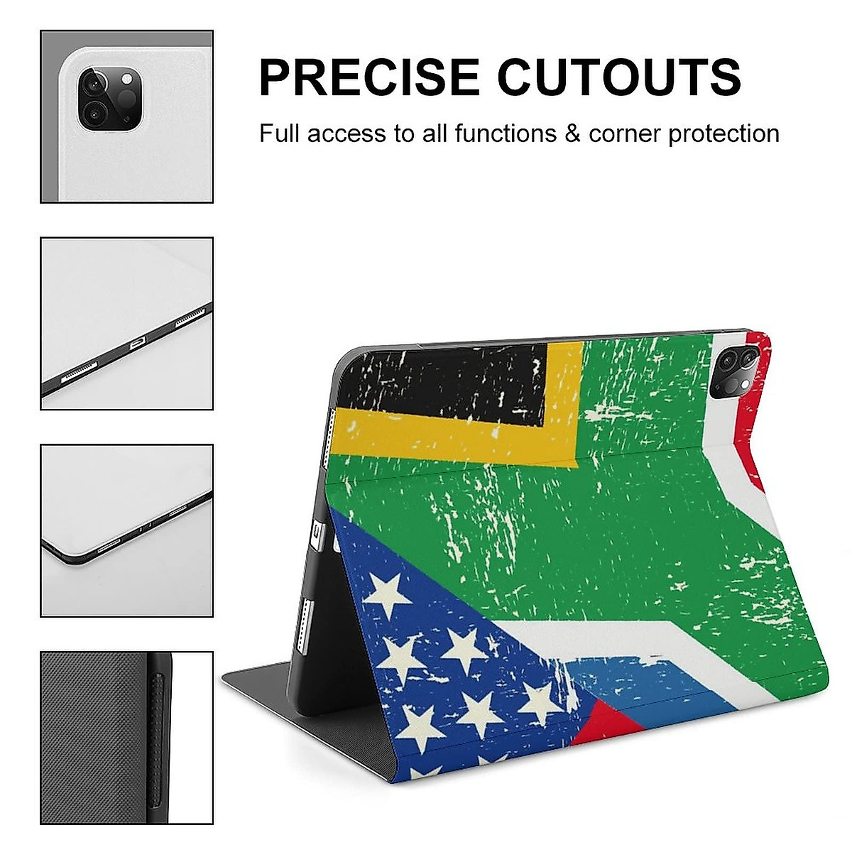American South Africa Flag Protective Case with Soft Back Smart Stand Case Cover with Pencil Holder Compatible with IPAD Pro 2020 （11in）