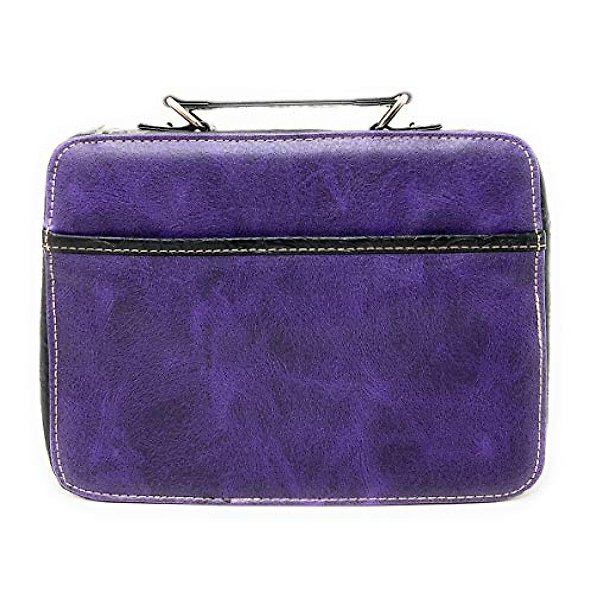 Texas West Western Style Embroidery Scripture Women Rhinestone Bible Cover Book Case Crossbody Handbag (Purple)
