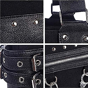 RainboSee Women Punk Rivet Handbag Purse Canvas Tote Shoulder Crossbody Bag Large Capacity Satchel Black