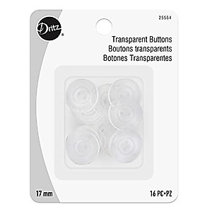 Dritz Transparent, 17mm, 16 pcs Inner Buttons, Clear Count