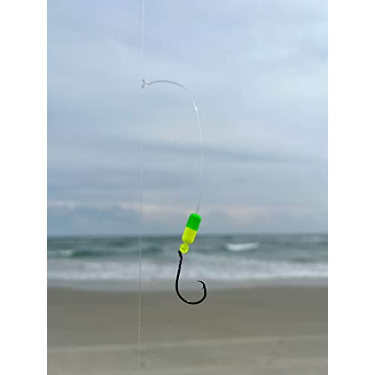 3 Pack '#1' Pompano Rig Surf Fishing Hi-Lo Double Drop Hand-Tied 25LB Mono (Chartreuse/Green)