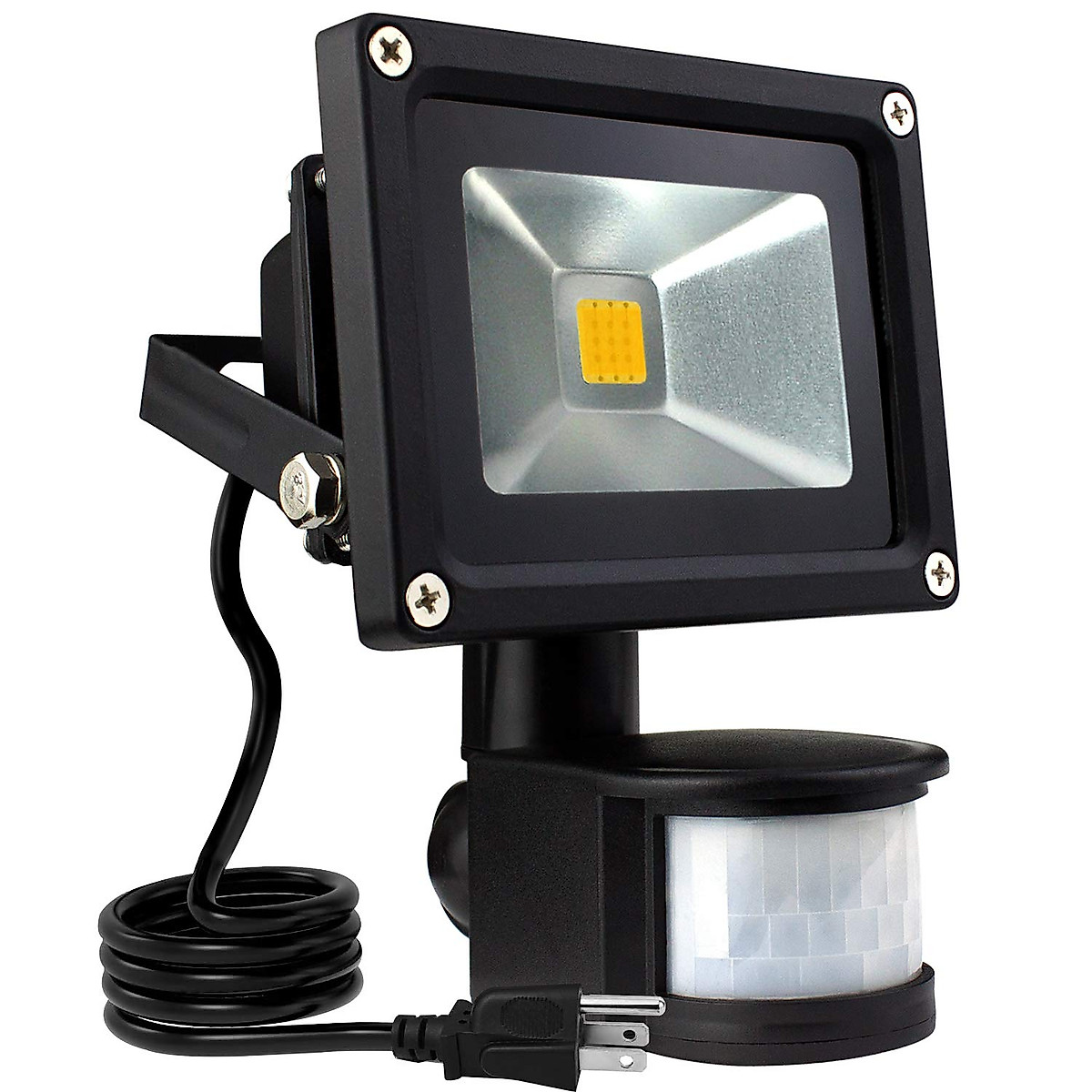 ASIGN 10W Motion Sensor LED Flood Light, 3000K Warm White, 1100lm(MAX), IP65 Waterproof Security Spotlight with PIR for Driveway, Frontdoor, Stair, etc.