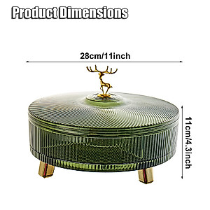 RUNLAIKEJI Divided Serving Tray with Lid, 5 Compartment Fruit and Snack Serving Tray, Transparent, Plastic, Rectangular, 11 x 8 x 2.5 in